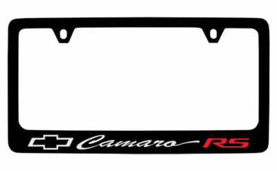 Camaro RS wordmark Black Coated zinc metal License Plate Frame Holder ...