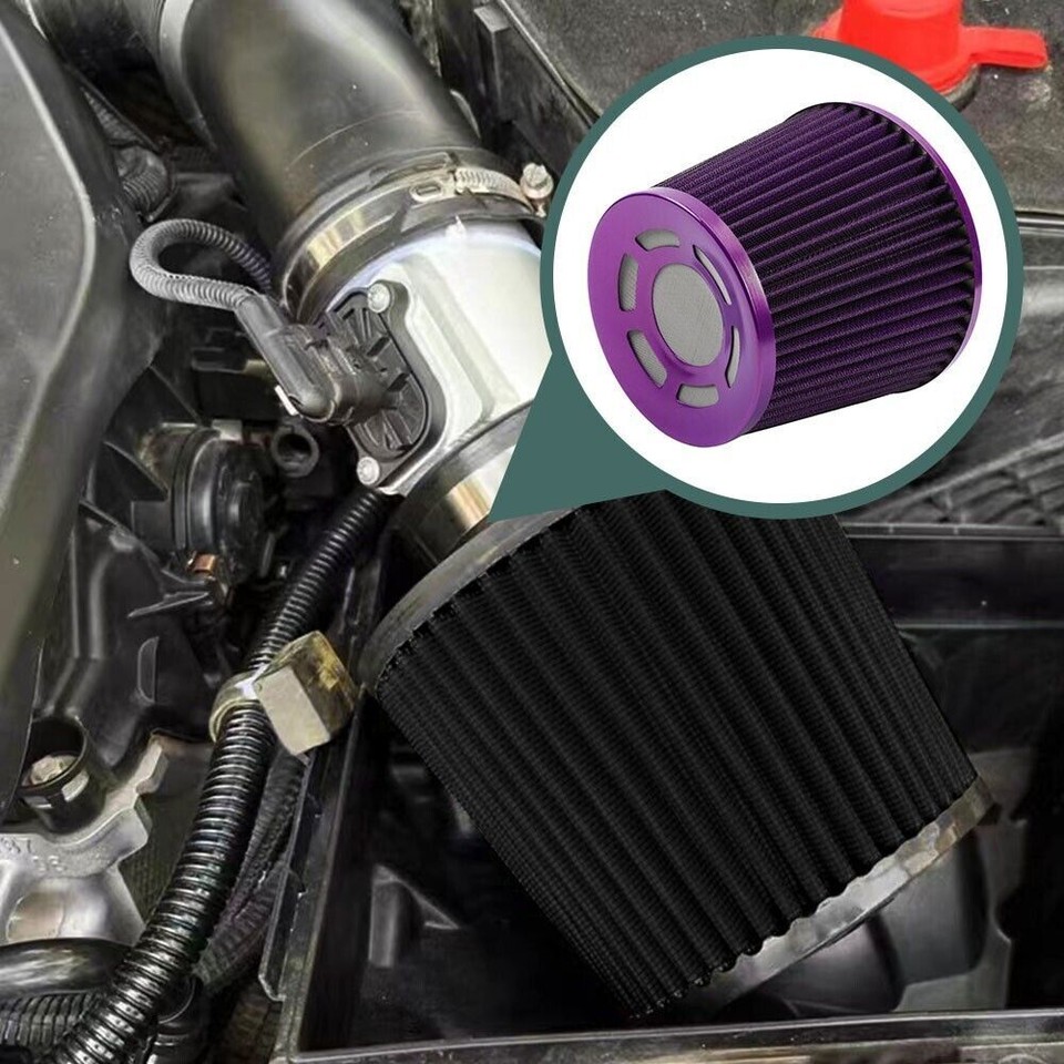 Purple 3" 76mm High Flow Inlet Cold Air Intake Cone Replacement Dry Air ...