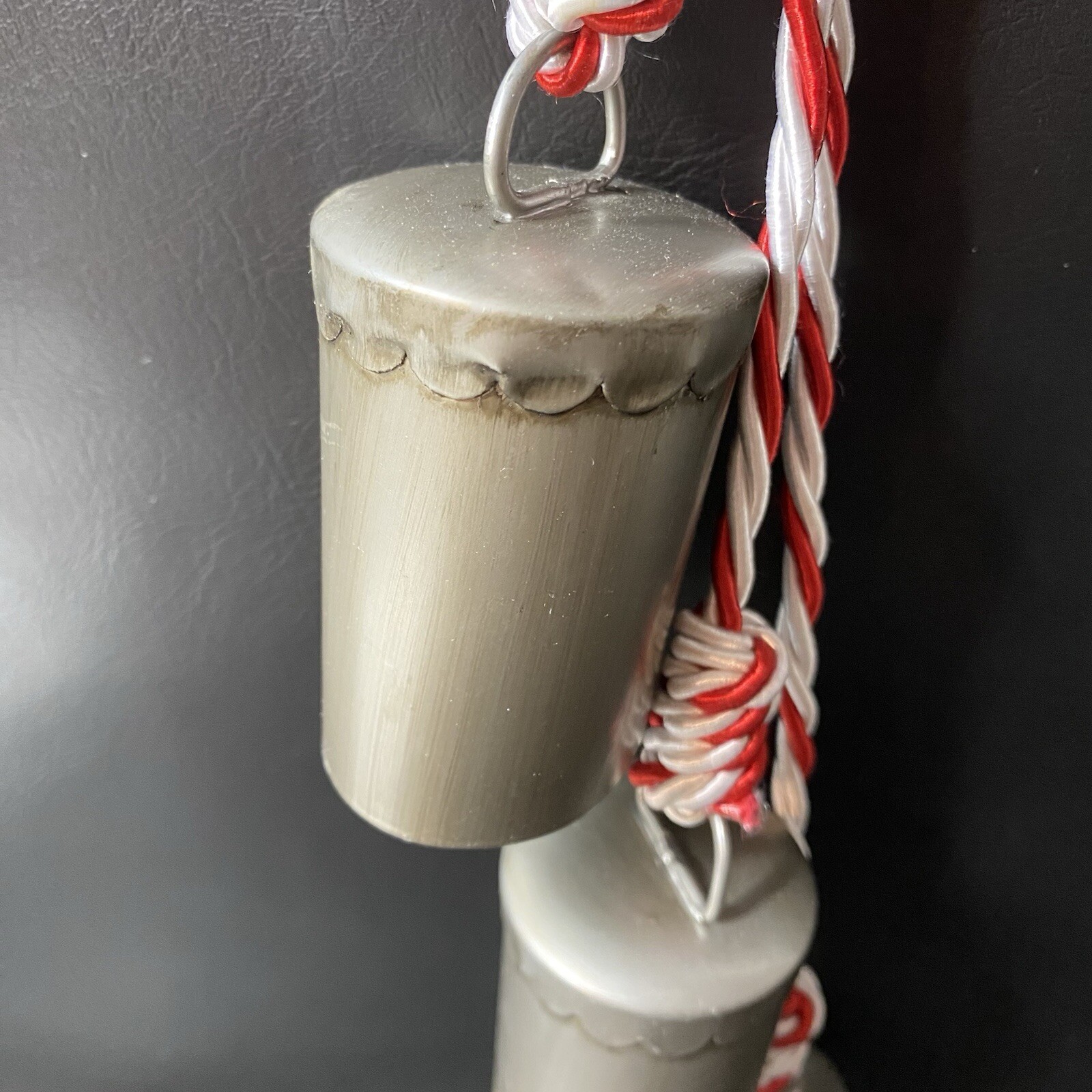 New Red Polka Dot Peppermint Lane Door Bell Decor w/ Hanging Cow Bells ...