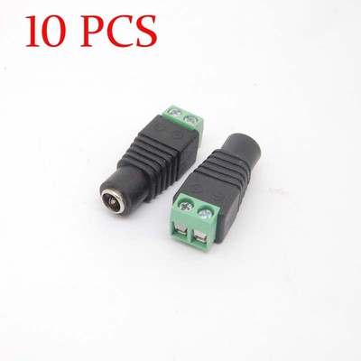 10pcs 12V DC Power Jack Connectors feMale Cable Adapter for CCTV Camera ...