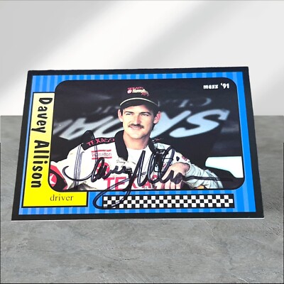 Davey Allison TEXACO VINTAGE NASCAR HOFer 75th Greatest signed card ...