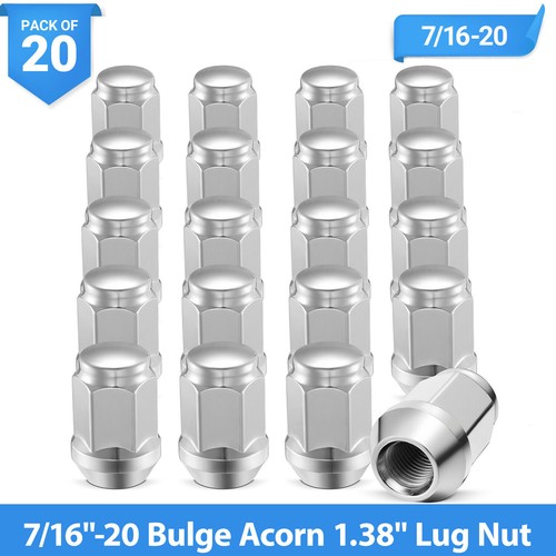 20PC CHROME 7/16-20 WHEEL LUG NUTS CONICAL SEAT BULGE ACORN FOR CLASSIC ...