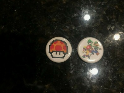 Super Mario Bros small buttons lot of 2 mushroom, mario and friends | eBay
