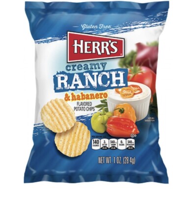 Herr's Creamy Ranch & Habanero Potato Chips 1 oz Bags - Pack of 12 | eBay