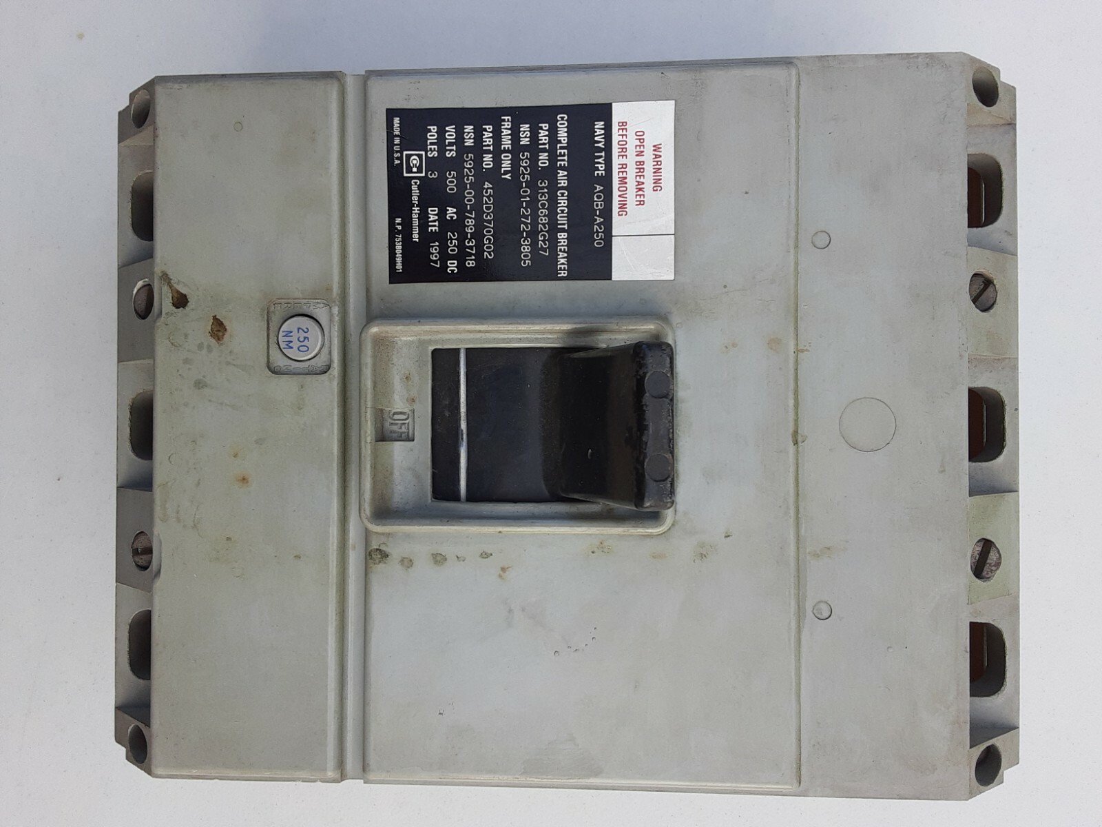 Cutler Hammer 313C682G27 (Navy Type AQB-A250) Complete Air Circuit ...