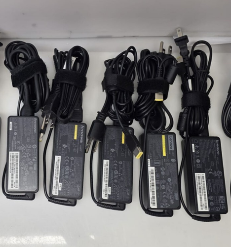 LOT (5) LENOVO 65W/90W/135W 3.25/4.25/6.75A 20V SQUARE YELLOW TIP AC ...