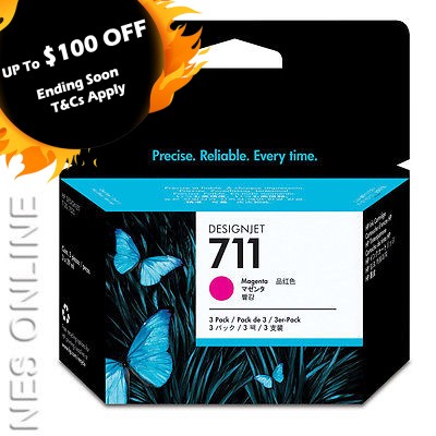 HP Genuine 711 MAGENTA 3xPK Ink Cartridge->Designjet T120/T520 CZ135A ...