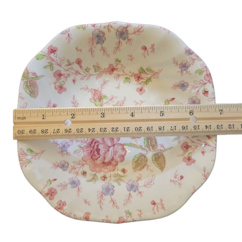JOHNSON BROTHERs Rose Chintz Red Stamp Green Mark 7" Bowl VTG Made in ...
