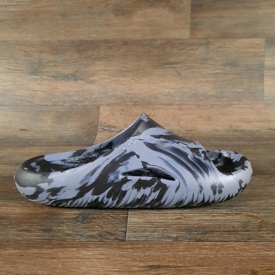 Crocs Mellow Slide Marbled Grey Black Sandal Men 6 Women 8 Slip On ...