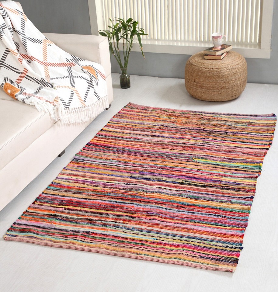 Rag Rug Rainbow Rugs Multi Colour Chindi Floor Mat Striped Mats ...