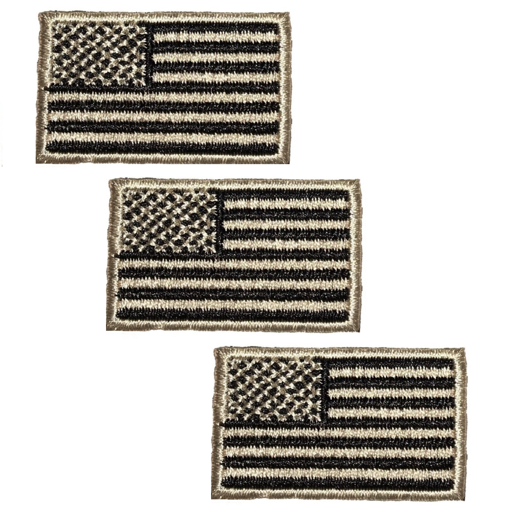 Small USA Flag Patch - Desert Tan/Black United States 1.5" (3-Pack ...