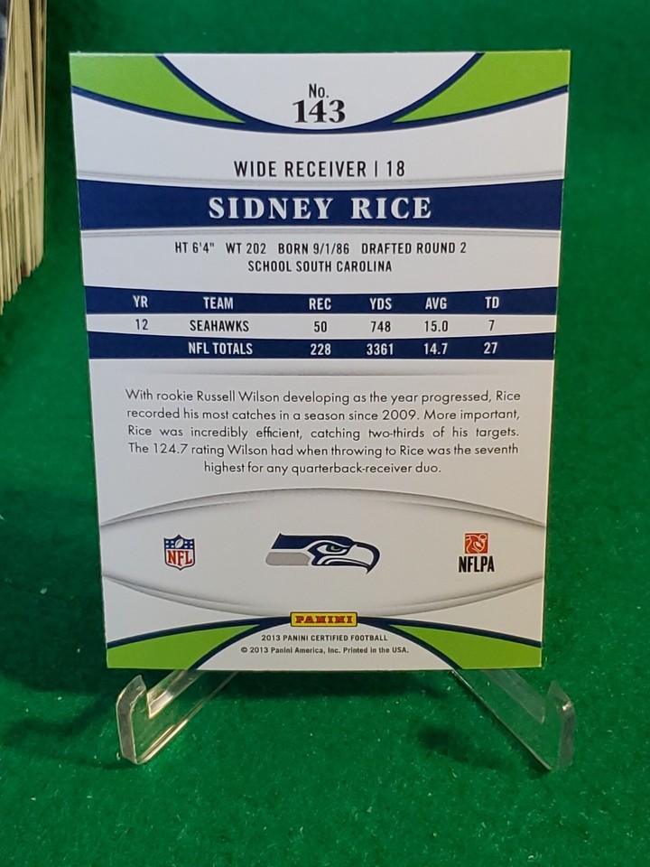 2013 Panini Certified Sidney Rice #143 Seattle Seahawks | eBay