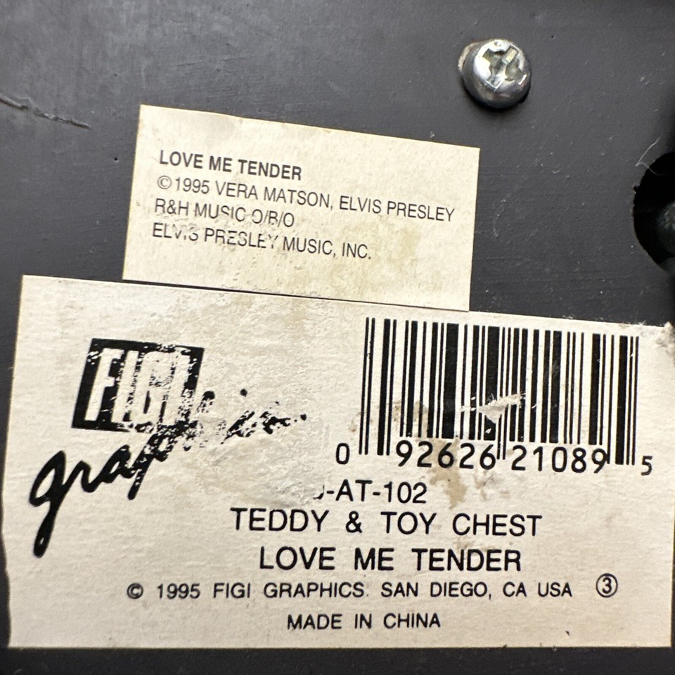 Figi Graphics Music Box Teddy Toy Chest - plays" Love Me Tender" 1995 ...