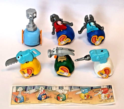 Vintage Kinder Surprise HANDYMAN ROBOTS SET K03n51 - K0-3n55 Push Along ...