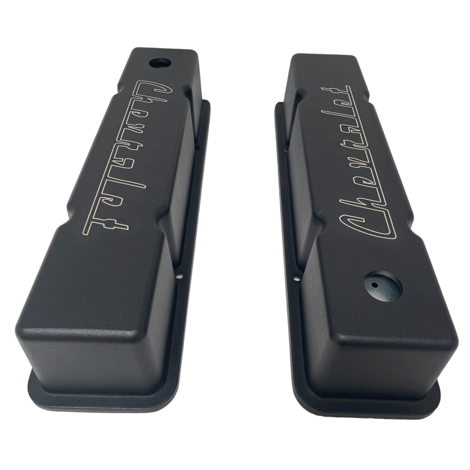 Small Block Chevy Tall Black Valve Covers - Engraved Chevrolet Logo ...