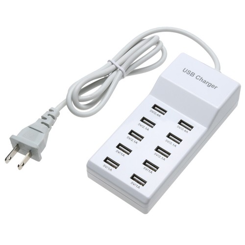 10 Port USB Home Travel Wall AC Charger Fast Charge Power Strip Adapter ...