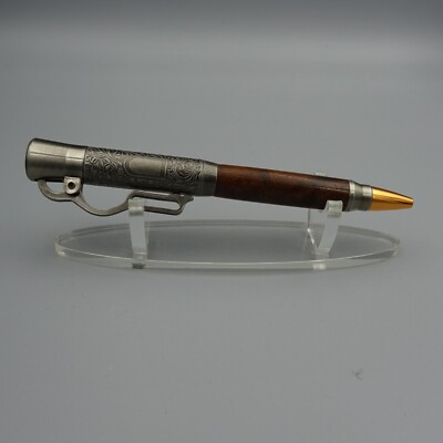 LEVER ACTION RIFLE PEN with FIGURED IPE BARREL and NICKEL TRIM | eBay
