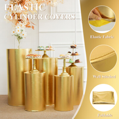 Gold Display Cover For Round Plinth Cylinder Pedestal Wedding Cake ...