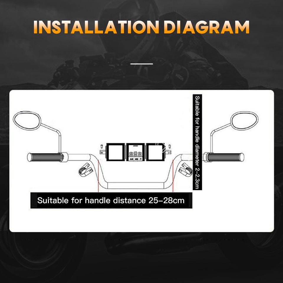 Waterproof Bluetooth Motorcycle Stereo Speaker MP3 Audio System USB AUX ...