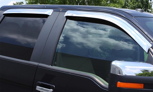 AVS Chrome Side Window Deflector 4 pc set for Silverado Sierra Crew Cab ...