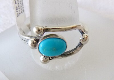 Signed Navajo Tom Lewis Adjustable Overlap Turquoise Ring 925 Sterling ...