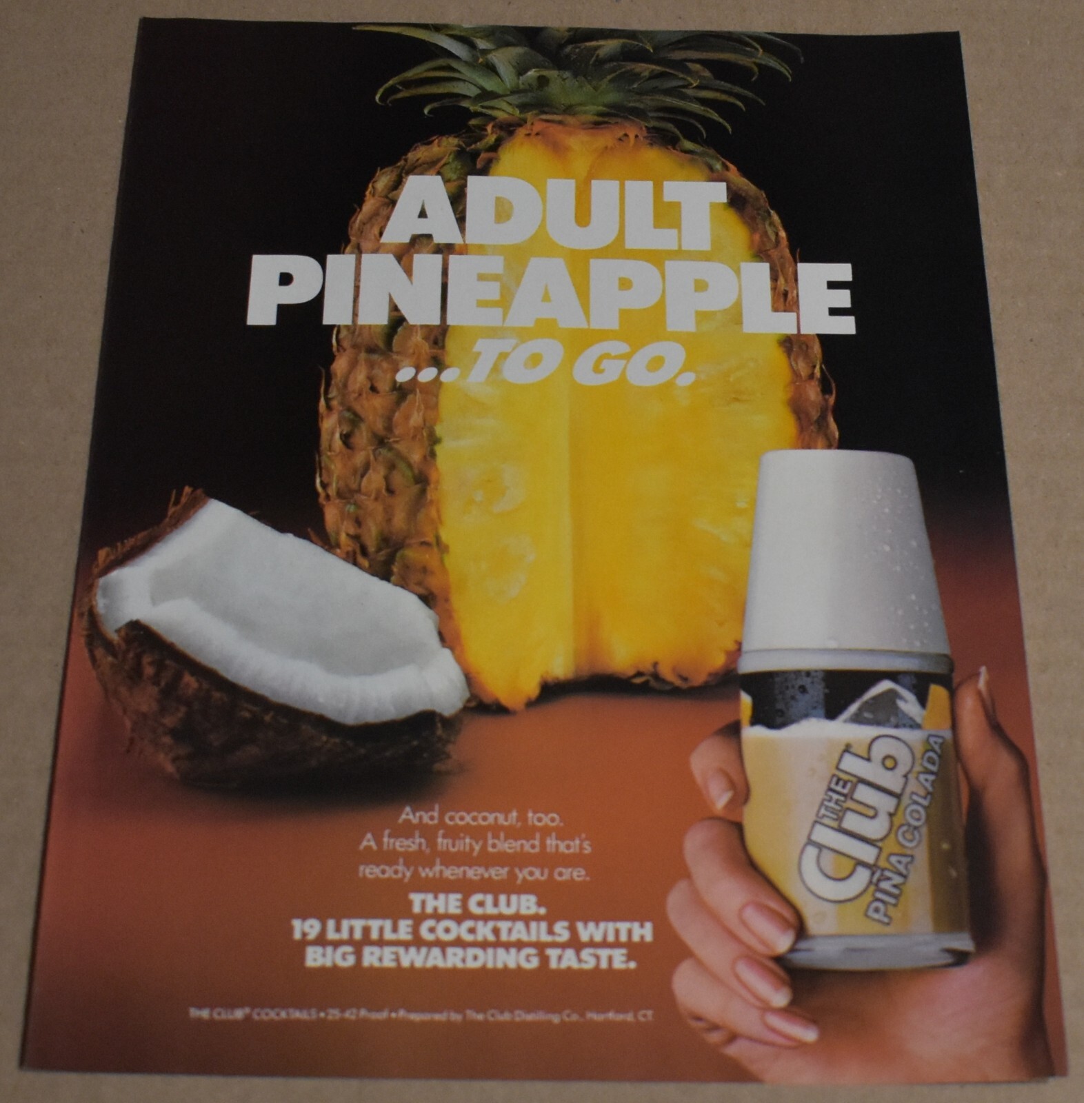 1981 Print Ad Adult Pineapple to go The Club Pina Colada little ...