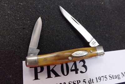 1975 Case 5 Dot USA Stag 2 Blade Pen Knife 5233 SS P Razor Edge Exc ...