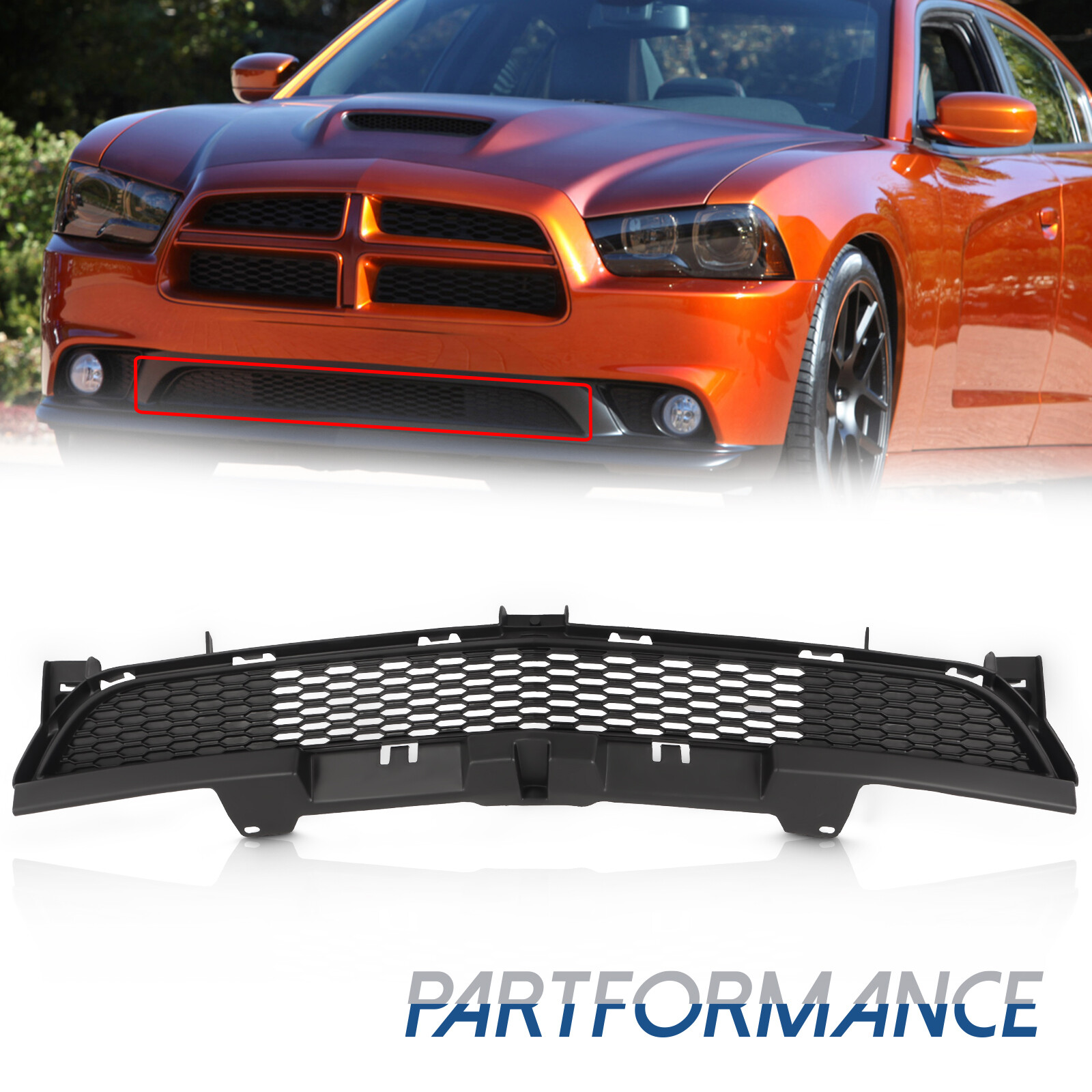 Bumper Grille For 2011-2014 Dodge Charger Front Sedan Matte Black ...