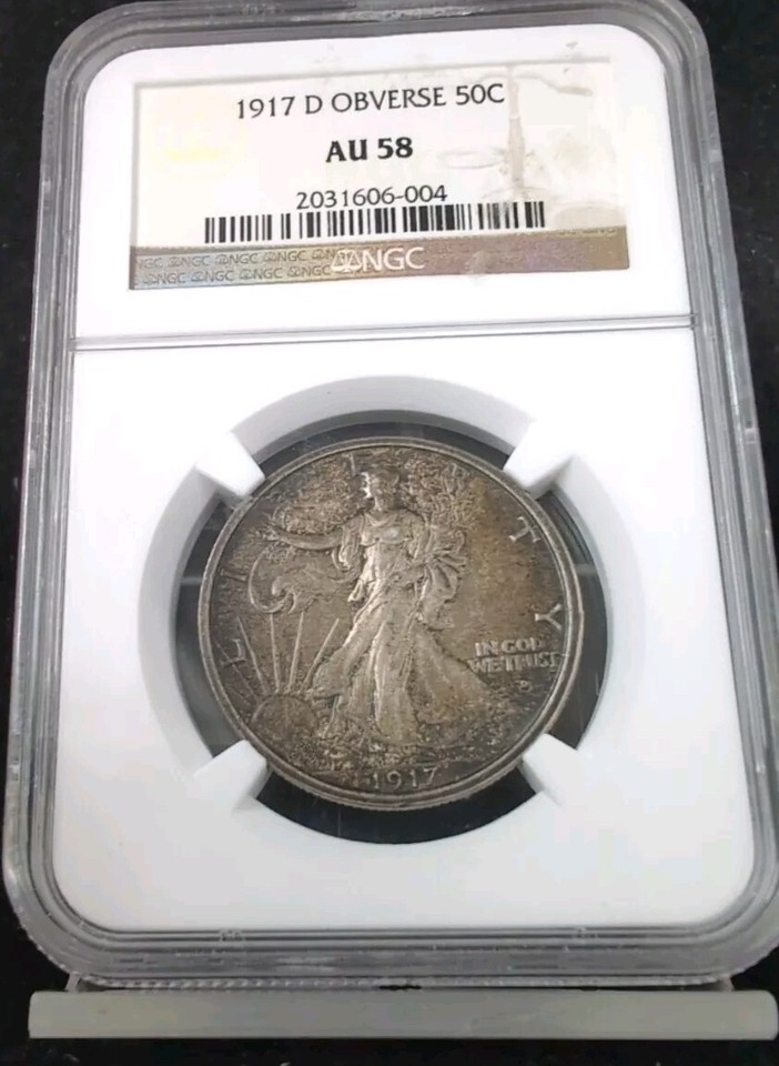 1917-D OBVERSE 50C WALKING LIBERTY HALF DOLLAR NGC AU 58 #2907 | eBay