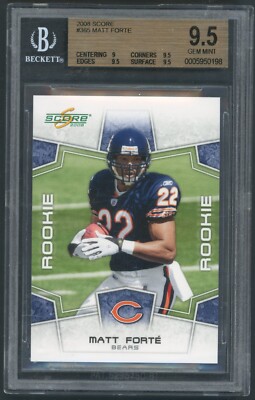 2008 Score Matt Forte Chicago Bears #365 BGS 9.5 GEM MINT Rookie Card ...