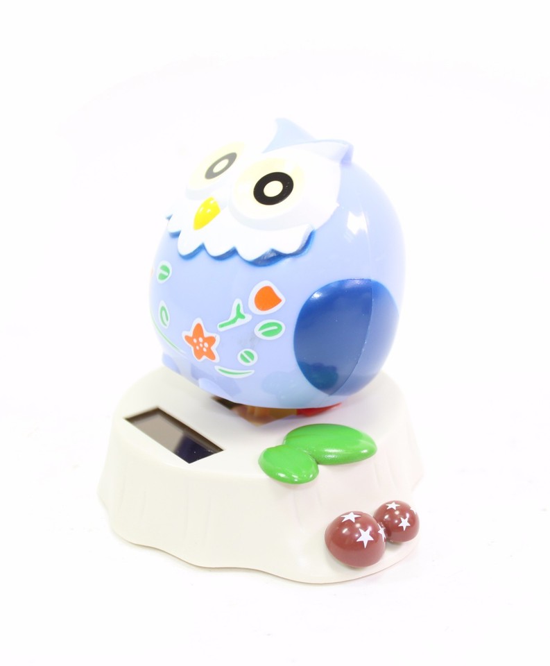 Eco-Friendly Solar Power Toy Perching Owl Adorable Light Blue Office ...