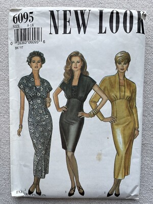 New Look Pattern 6095 Sz 8-12 Empire Waist Dress Elevated Sheath Grow ...