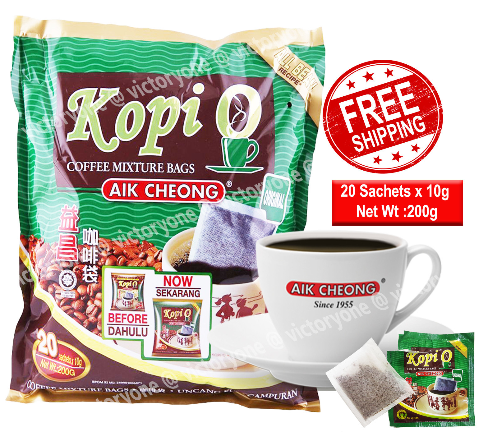 Coffee Mixture Bags Kopi O Aik Cheong Perfect Coffee Lovers New 10g x ...