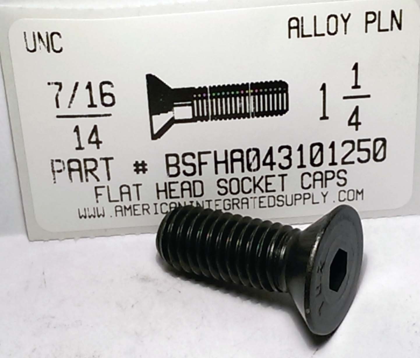 7/16-14x1-1/4 Flat Head Hex Socket Cap Screws Alloy Steel Black (8) | eBay