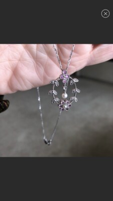 Iridesse Tiffany & Co 14k solid White Gold diamond, pink stone, Pearl ...