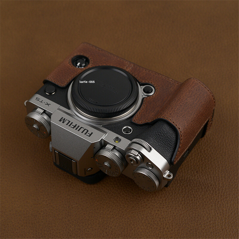 Fujifilm XT5 Half Case Genuine Leather Handmade Camera Black Brown X-T5 ...