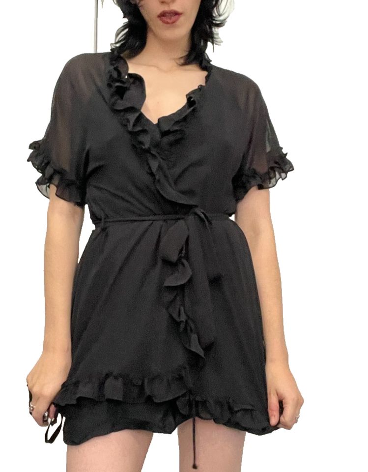 Vintage Sexy Gothic Baby Doll Wrap Around Sheer Night Dress | eBay