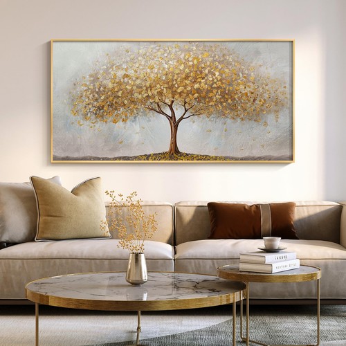 Large Framed Tree of Life Gold Wall Art, Modern Canvas Prints Paintings ...