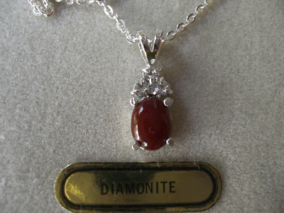 925 STERLING SILVER PENDANT SELECT DIAMONITE (yag) GEM LOOKS LIKE ...