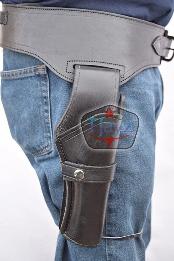 COWBOY 100% LEATHER WESTERN 22 CALIBER PLAIN HOLSTER GUN BELT DROP LOOP ...