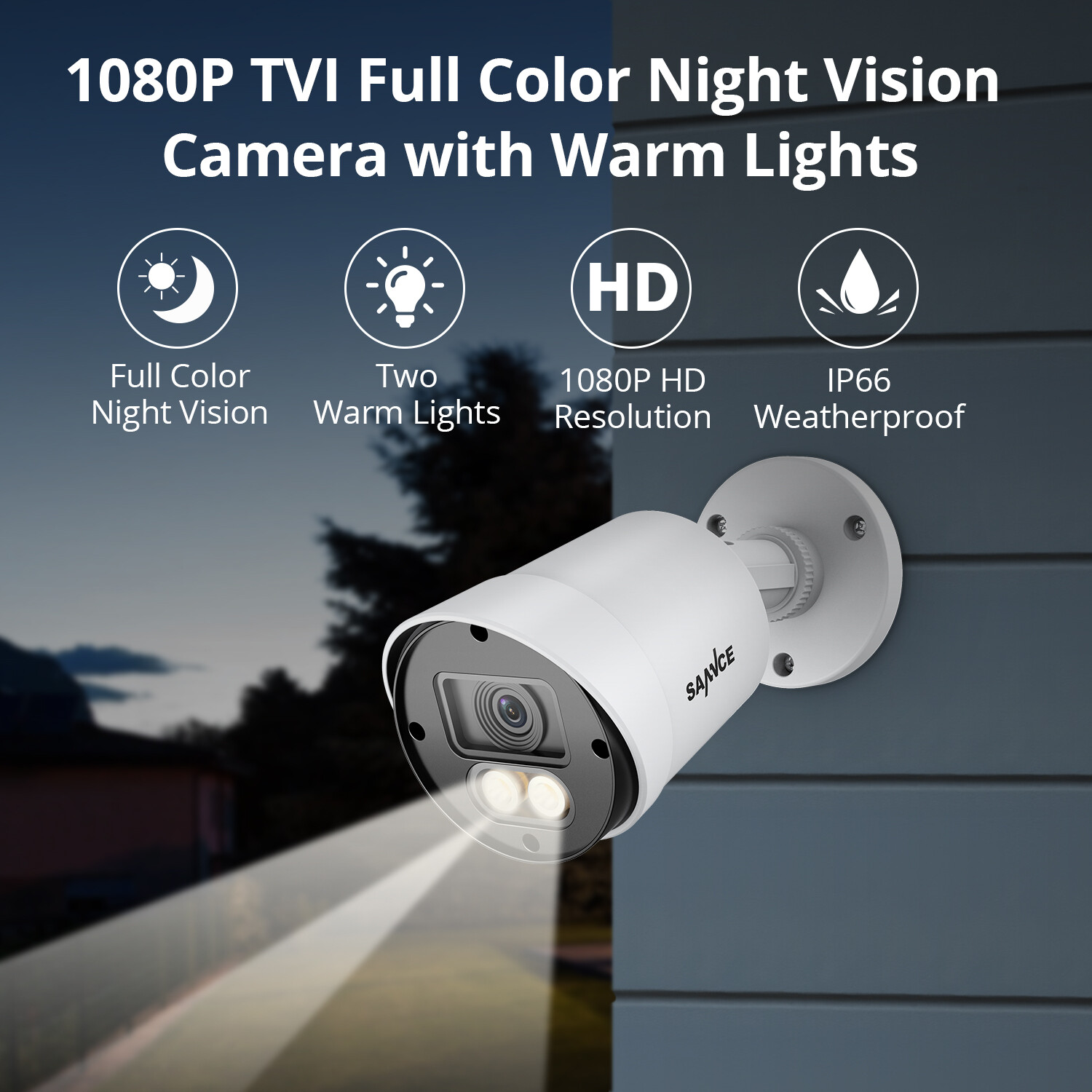 SANNCE 1080P Full Color Night Security Camera Warm Light fr Security ...