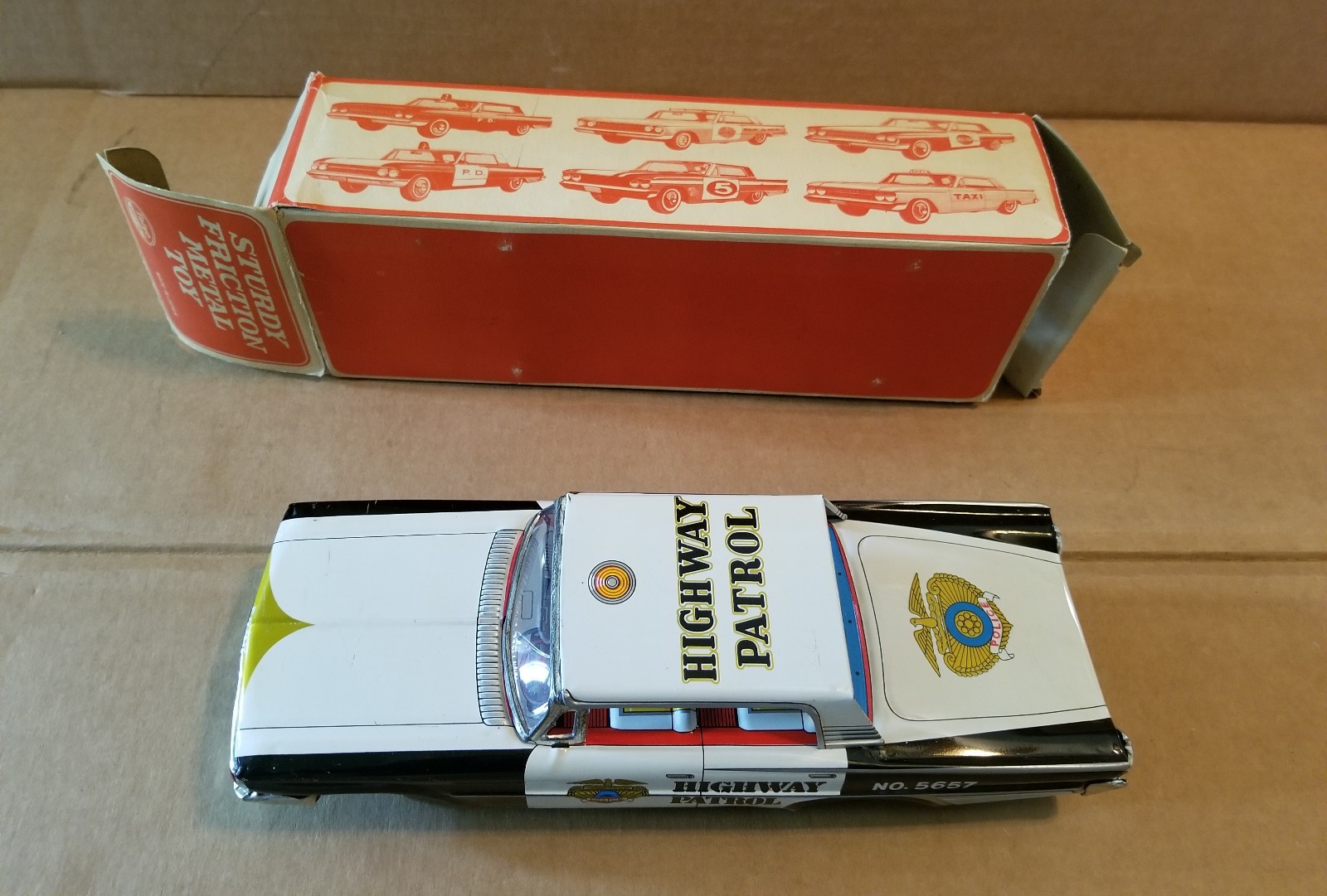 TAIYO POLICE CAR TIN LITHO FRICTION FORD HIGHWAY PATROL 5657 VINTAGE ...