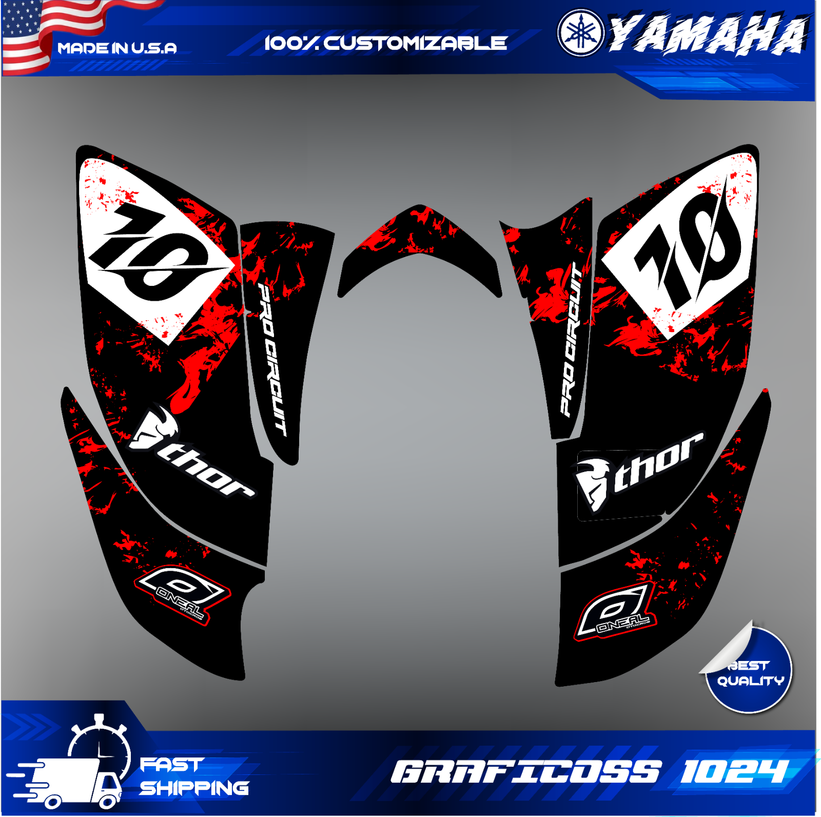 Yamaha YFZ 450 Custom Graphics Kit (2003-2008) Adaptable to 2003-2012 ...