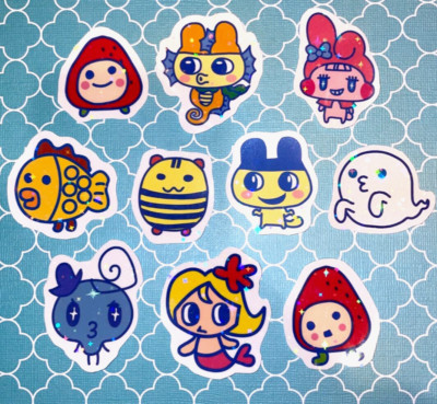 10 Tamagotchi Stickers lot Vinyl Sparkle - Ichigotchi, Smart characters ...