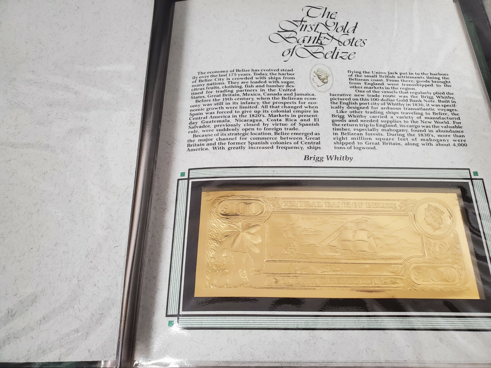 The First Gold Bank Notes of Belize 39 Gold Notes - 22kt gold covered ...