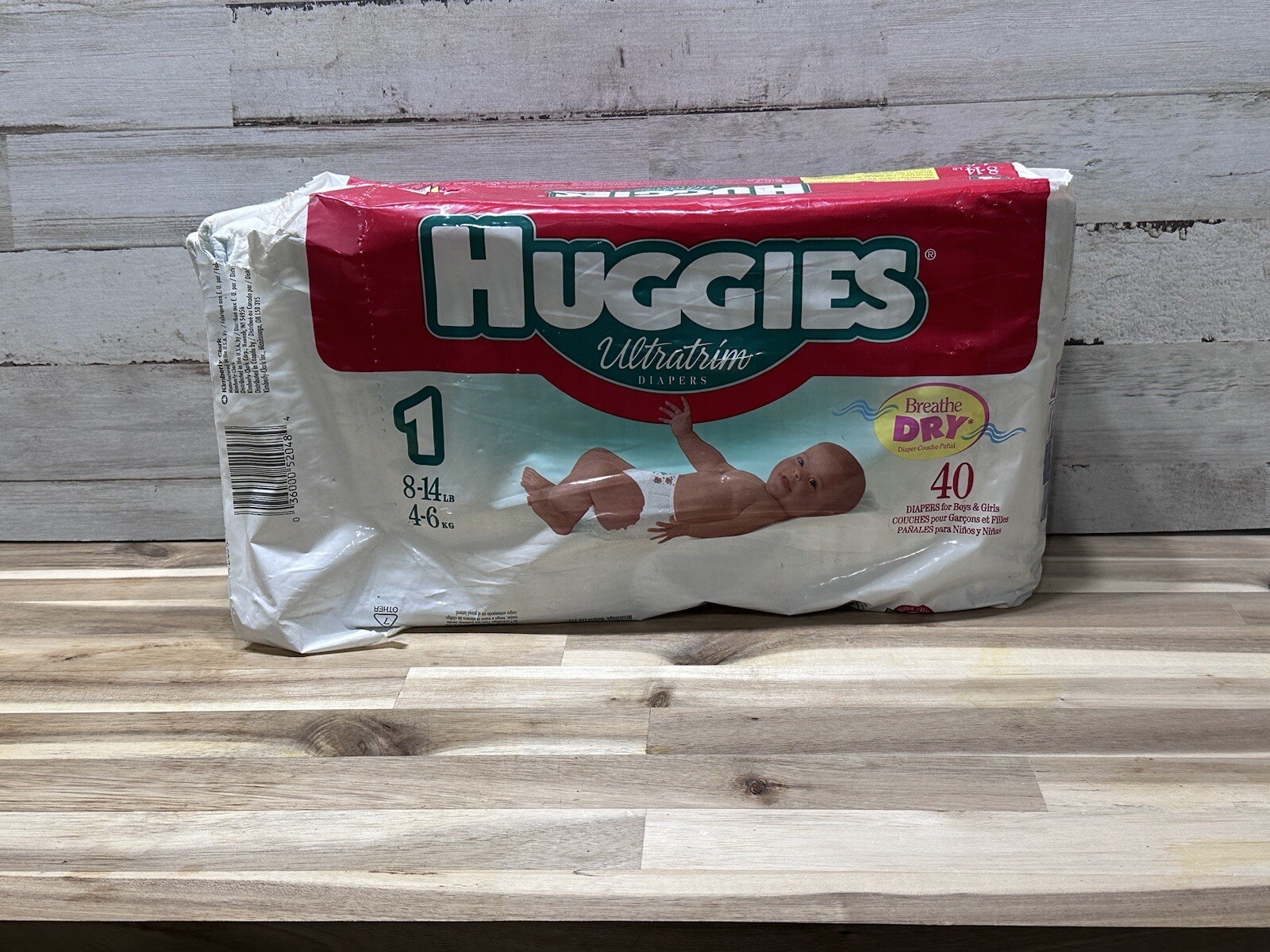 Vintage 90s Open Huggies Ultratrim 40ct Size 1 Diapers Pack Boys Girls ...