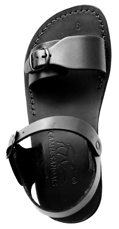 Black Leather Roman Gladiator Jesus Sandals Strap Handmade US (5-16) EU ...