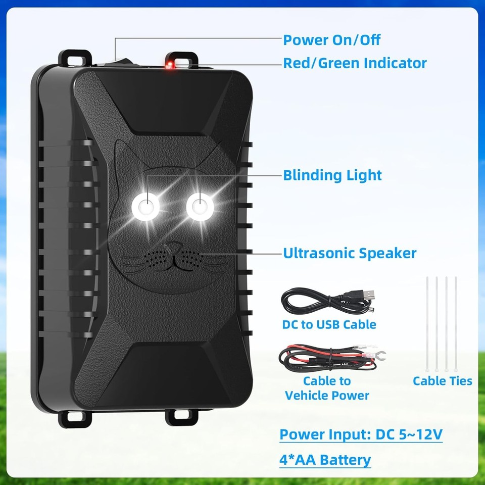 4PK Ultrasonic Mouse Repellent - Car/Indoor, Strobe Light, Battery ...