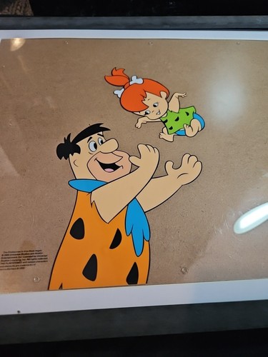 THE FLINTSTONES Fred Tossing Pebbles Animation Art Sericel Cel With COA ...