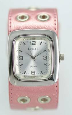Decade Watch Womens Stainless Steel Silver Pink Leather Water ...
